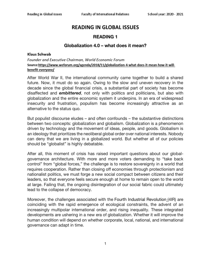 Tập Bài Đọc Global Reading | PDF | Climate Change | Greenhouse Gas