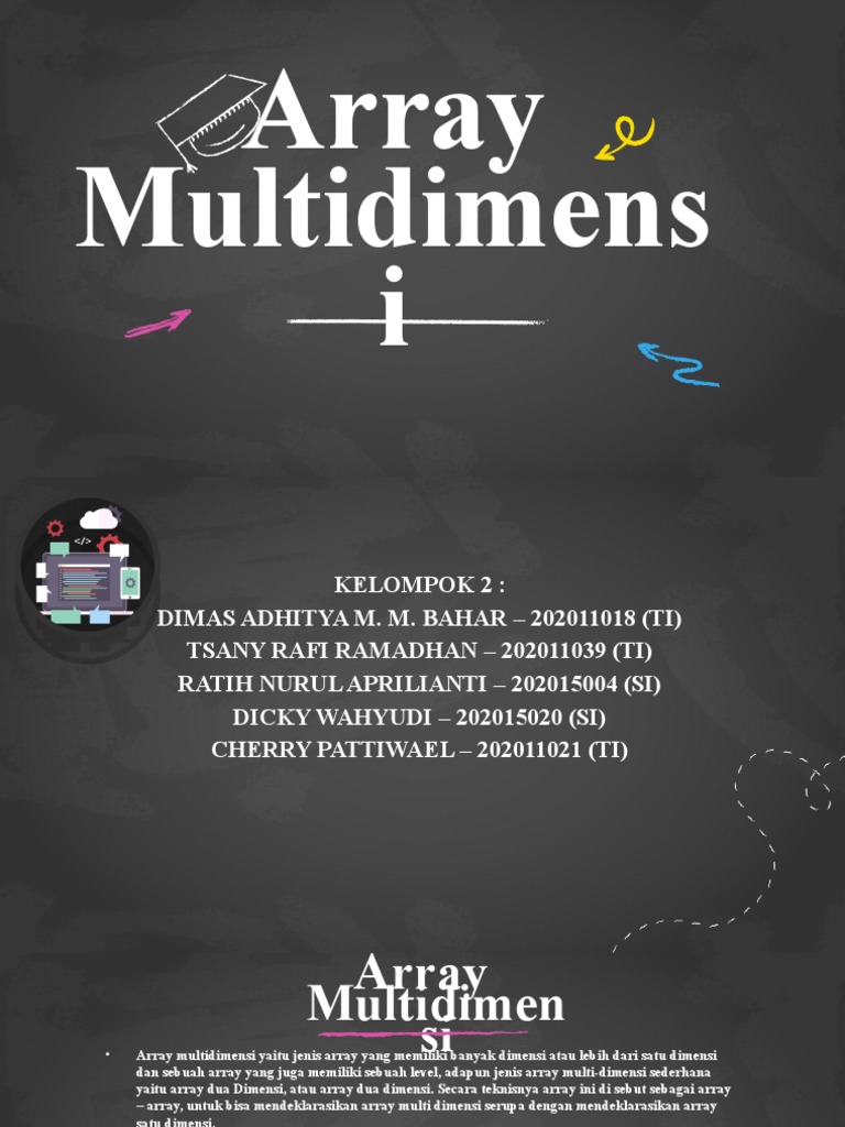 Array Multidimensi - Kelompok 2 (Algoritma Dan Pemograman) | PDF | Metode & Bahan Ajar