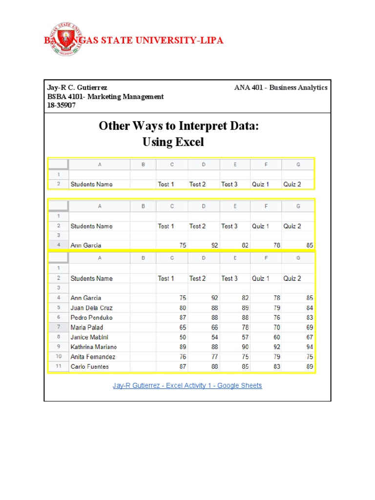Jay-R Gutierrez - Excel Activity 1 | PDF
