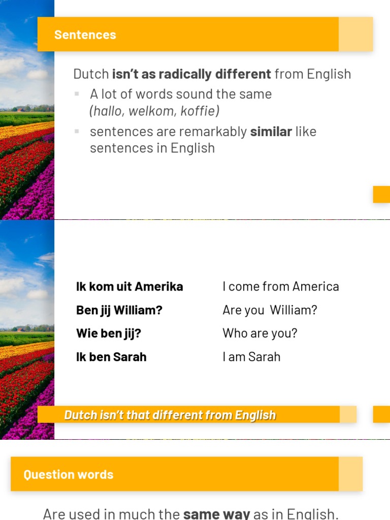 Dutch Isn't As Radically Different From English A Lot of Words Sound ...
