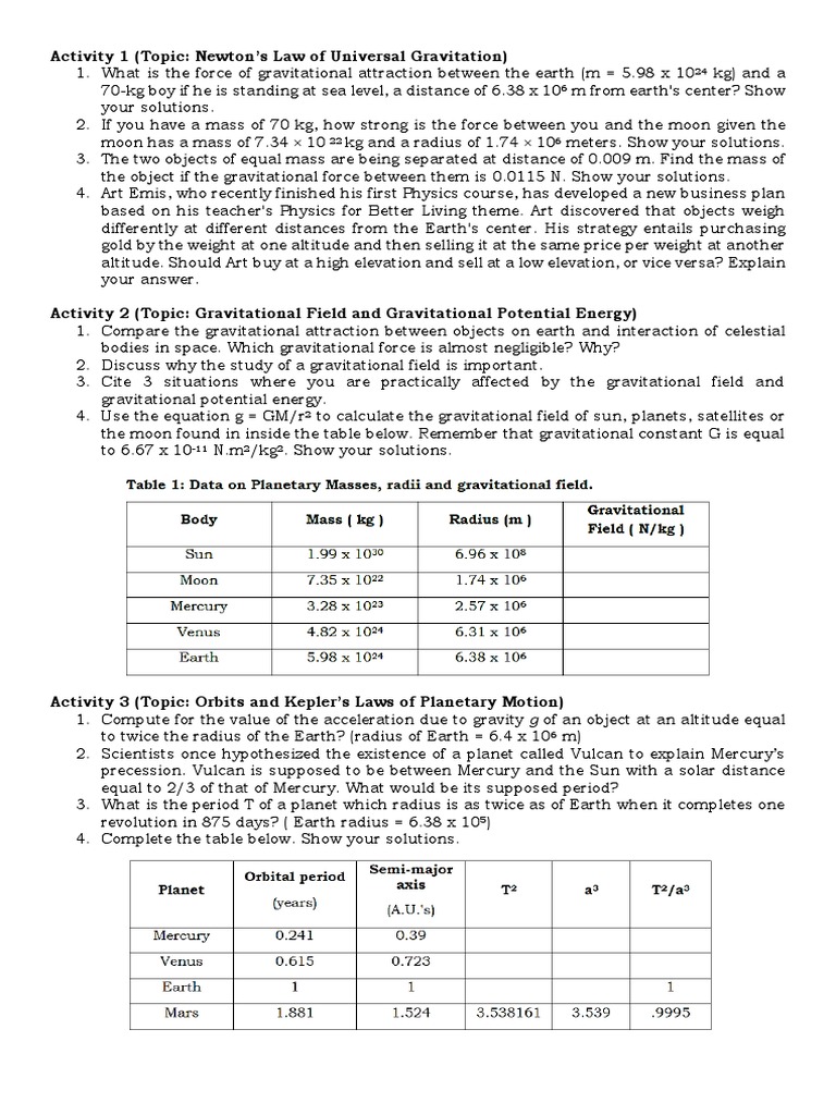 Gravitational Forces and Orbits Explained | PDF | Gravity | Mass