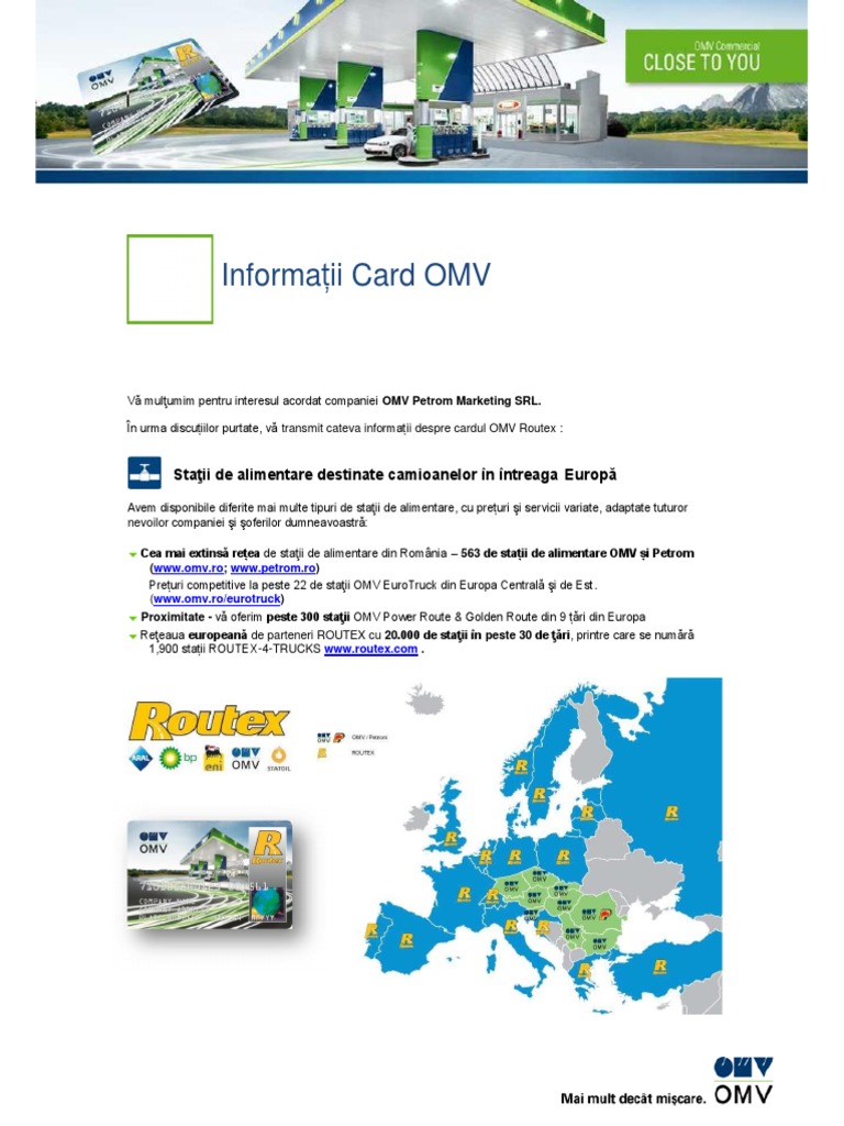 Informatii Card OMV Petrom | PDF