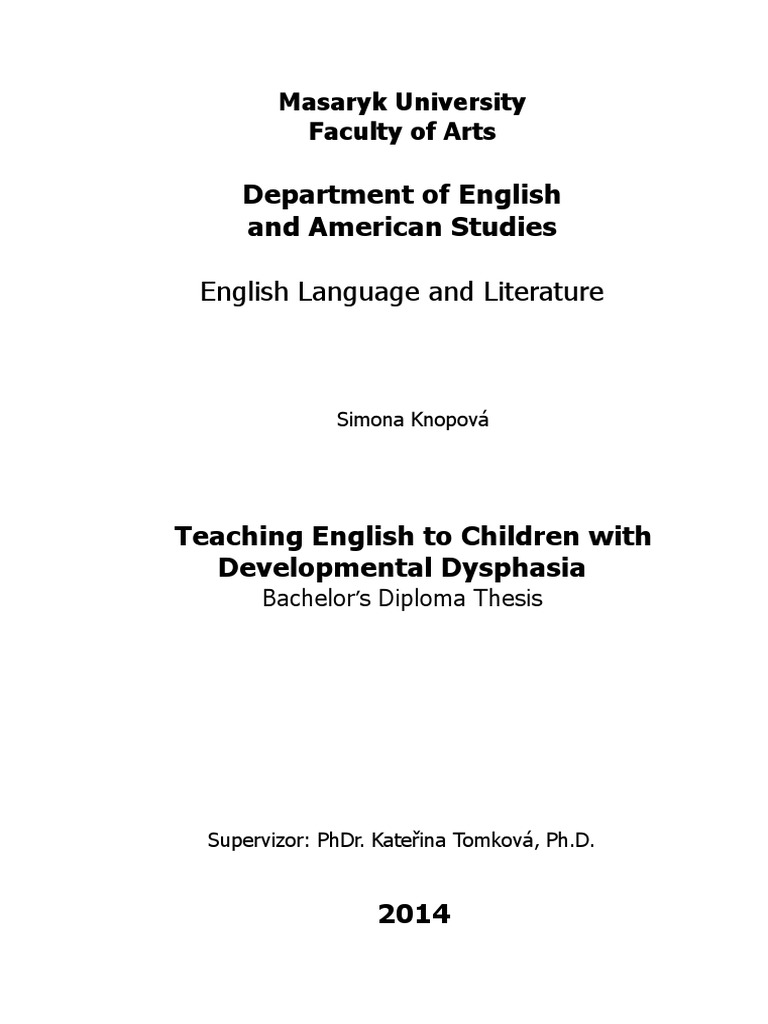 Teaching English To Children With Developmental Dysphasia | PDF ...