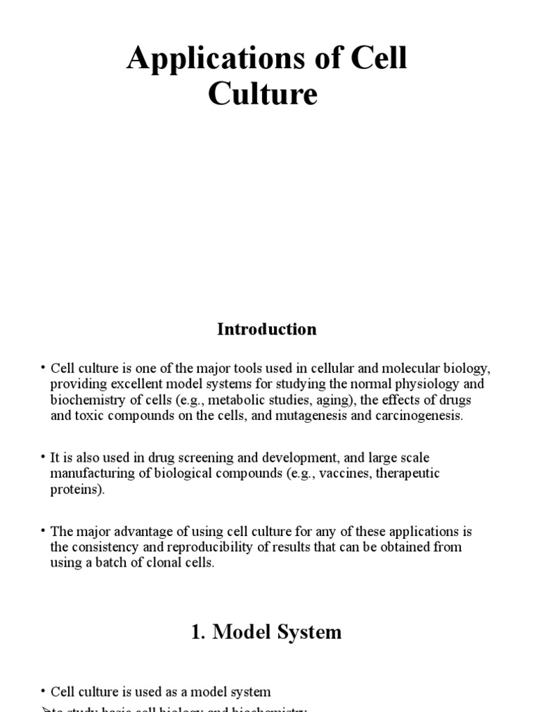 Applications of Cell Culture | PDF | Cell Culture | Gene