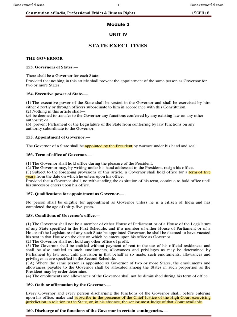 Constitution Module 3 3rd Sem | PDF | Pardon | Constitutional Amendment