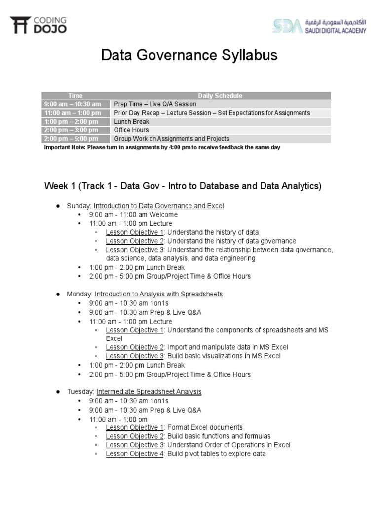 CD SDA Data Governance Syllabus | PDF | Business Intelligence | Cluster ...