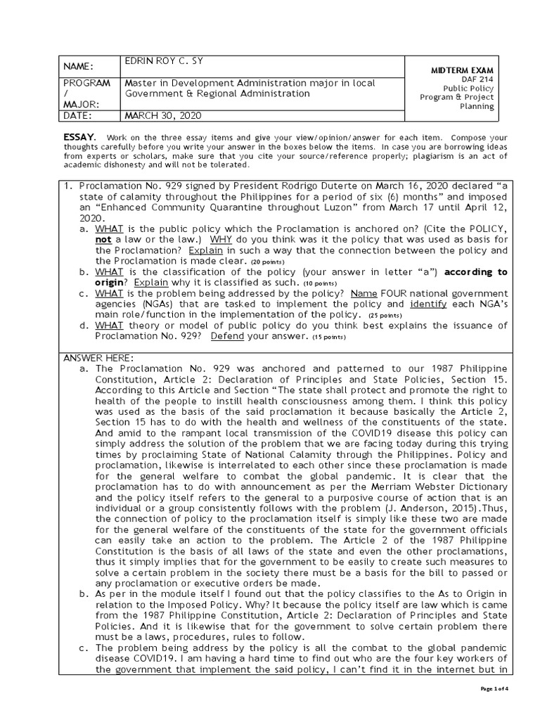 SY - DAF 214 Midterm Exam - 2nd Sem., AY 2019-2020 | PDF | Welfare ... SY - DAF 214 Midterm Exam - 2nd Sem., AY 2019-2020 | PDF | Welfare ...