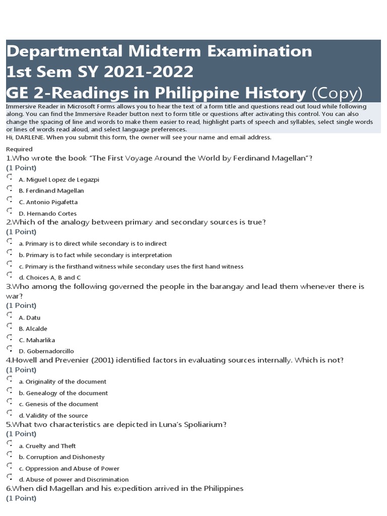 Departmental Midterm Examination | PDF | Philippines Departmental Midterm Examination | PDF | Philippines