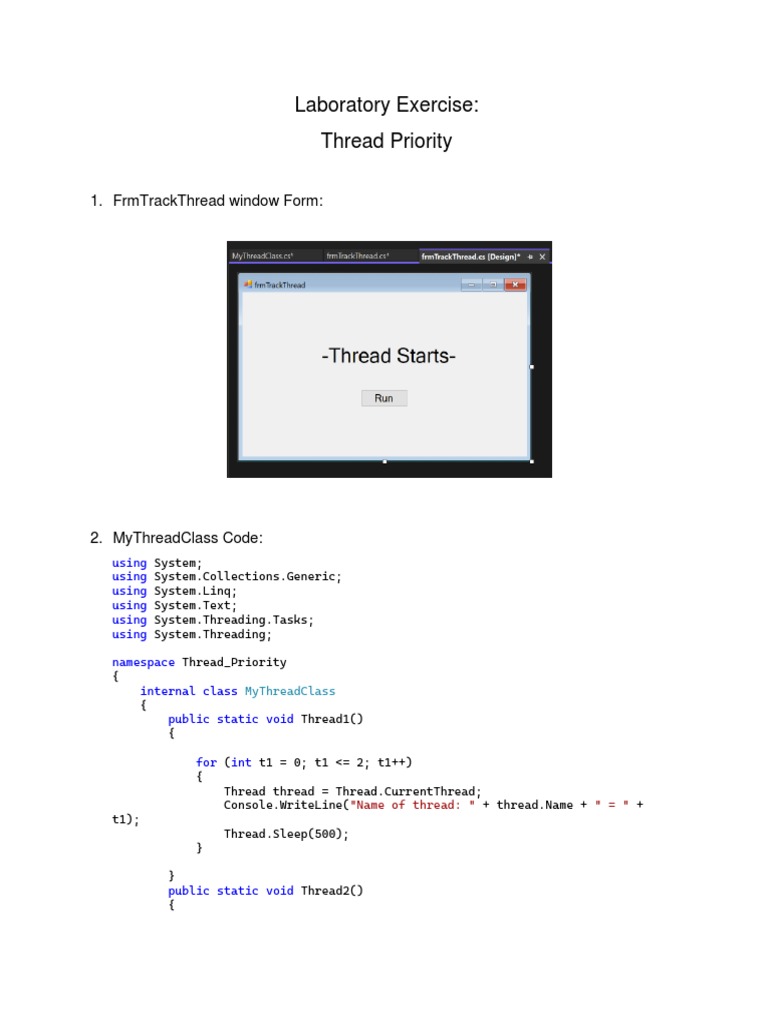 Laboratory Exercise Thread Priority | PDF | Thread (Computing ...