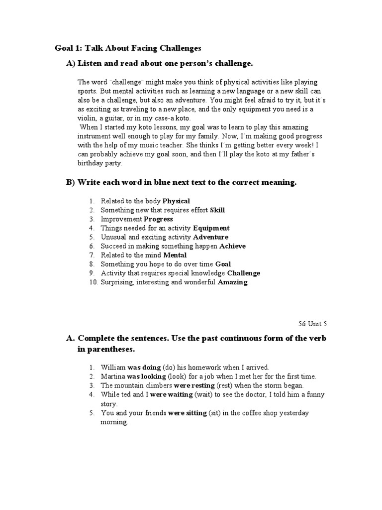 Book Exercises.. Unit 5 | PDF