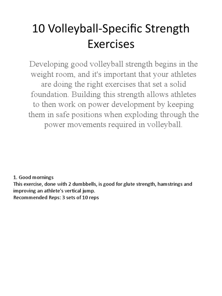 10 Volleyball-Specific Strength Exercises | PDF | Recreation | Weight ...