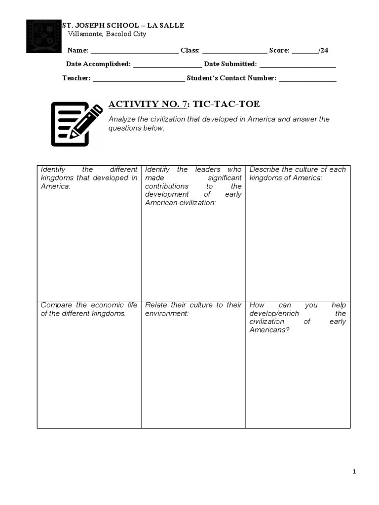 Activity 7 Tic Tac Toe | PDF