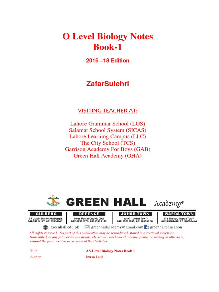 O Level Biology Read and Write Book | PDF | Osmosis | Enzyme