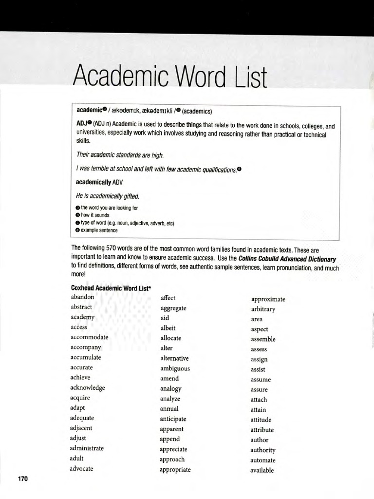 Collins Academic Wordlist | PDF | Word | Psychology