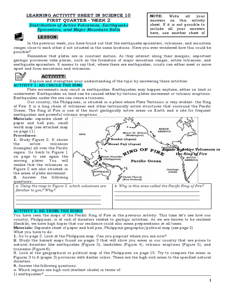 Lesson:: Learning Activity Sheet in Science 10 First Quarter - Week 2 ...