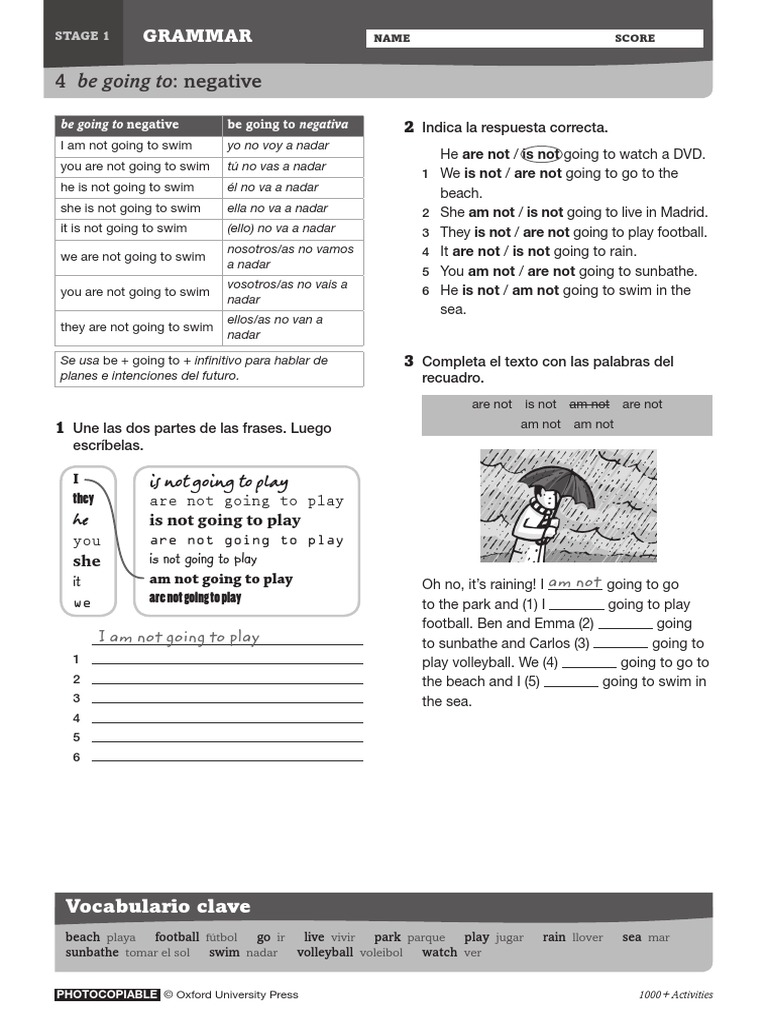 4 Be Going To: Negative: Grammar | PDF