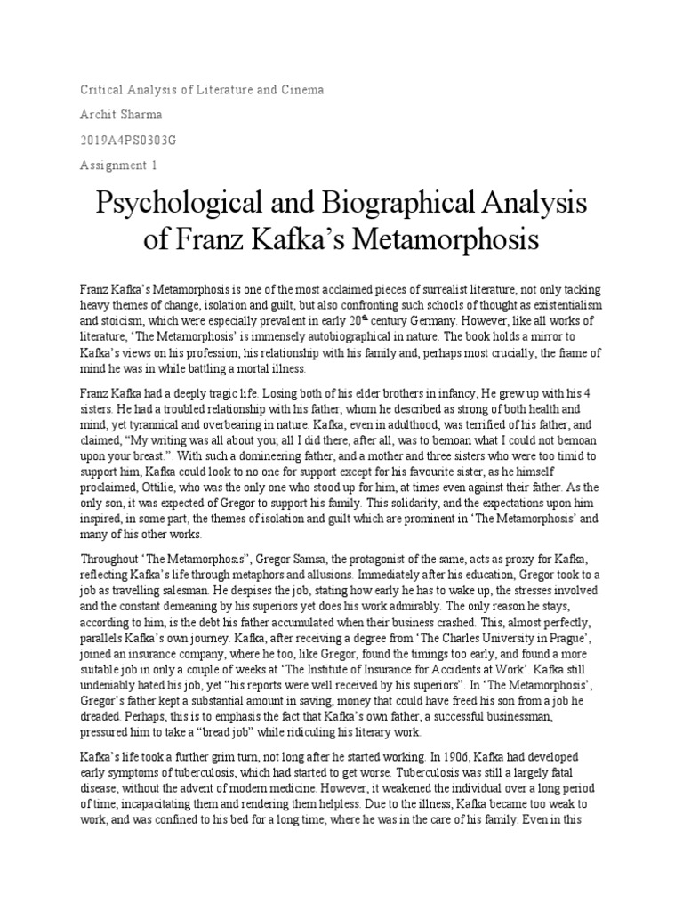 A Psychological and Biographical Analysis of How Kafka's Personal ...