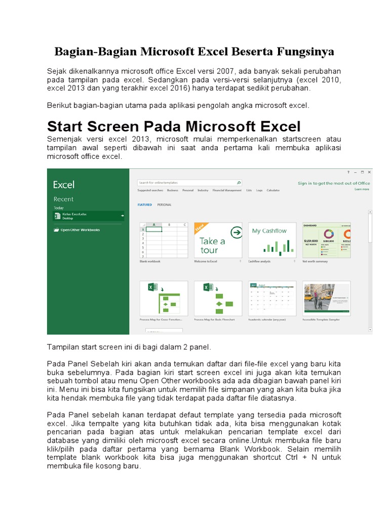Bagian-Bagian Microsoft Excel Beserta Fungsinya | PDF