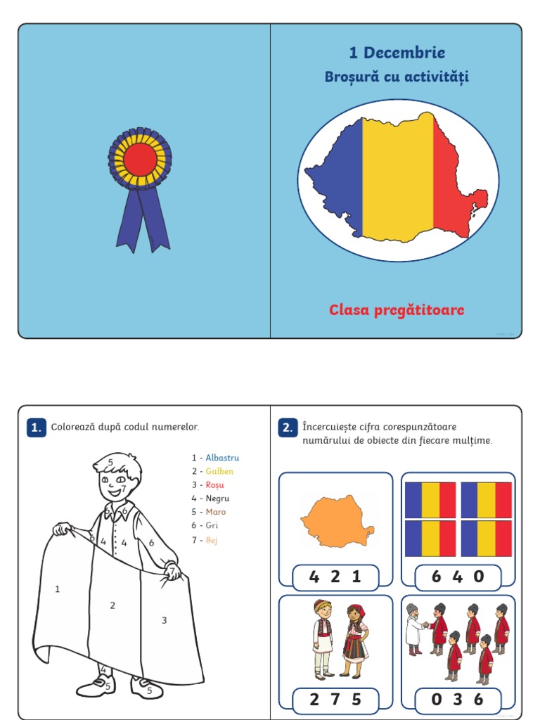 Ro1 T 1632385929 1 Decembrie Fisa de Lucru Integrata Pentru Clasa Pregatitoare - Ver - 2 | PDF