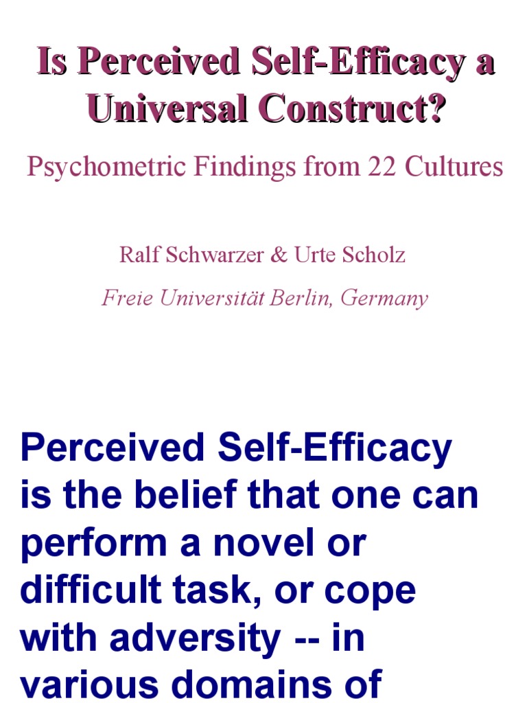 Is Perceived Self-Efficacy A Universal Construct? | PDF | Self Efficacy | Optimism
