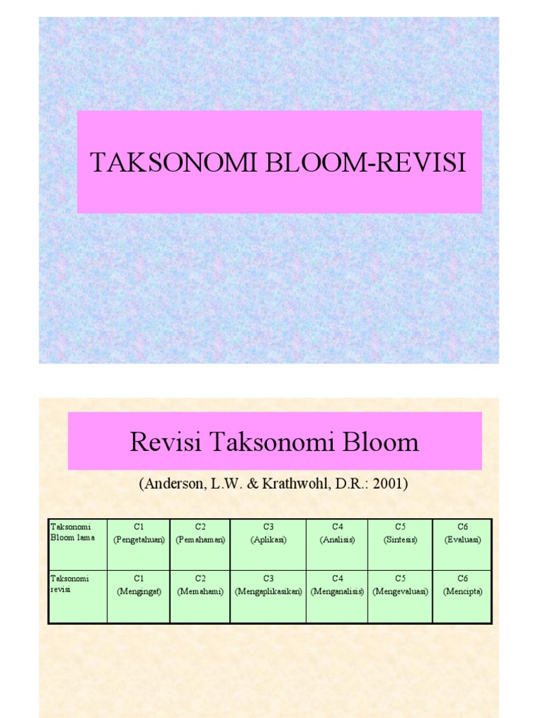 REVISI TAKSONOMI BLOOM: DIMENSI PENGETAHUAN DAN PROSES KOGNITIF | PDF