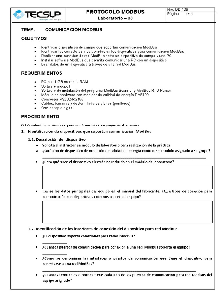 Lab 04. MODBUS | PDF | Software | Estándares de red