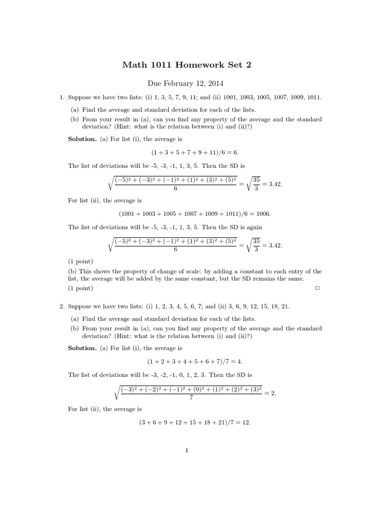 Silo - Tips - Math 1011 Homework Set 2 | PDF | Standard Deviation ...