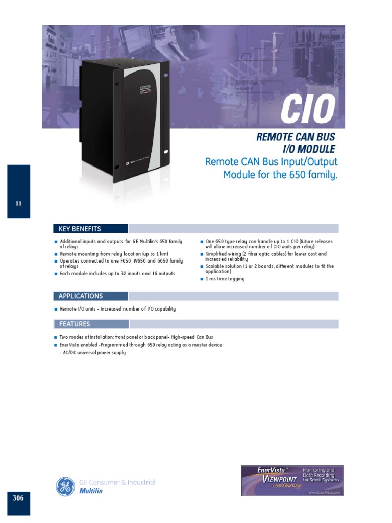 Overview and Applications of the GE Multilin CIO Remote CAN Bus I/O ...