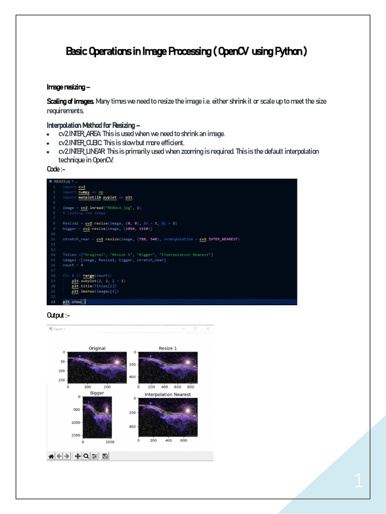 Basic Operations in Image Processing - Poorvi Joshi - 2019 Batch | PDF ...