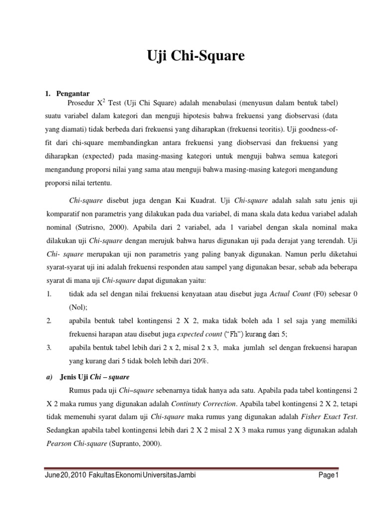 Panduan Lengkap Uji Chi-Square | PDF | Metode & Bahan Ajar
