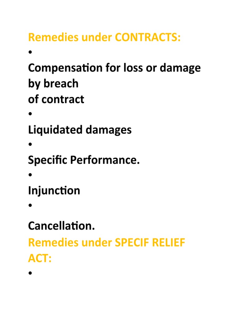 Remedies Under CONTRACTS | PDF