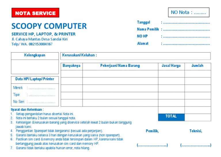 Nota Scoopy Computer | PDF