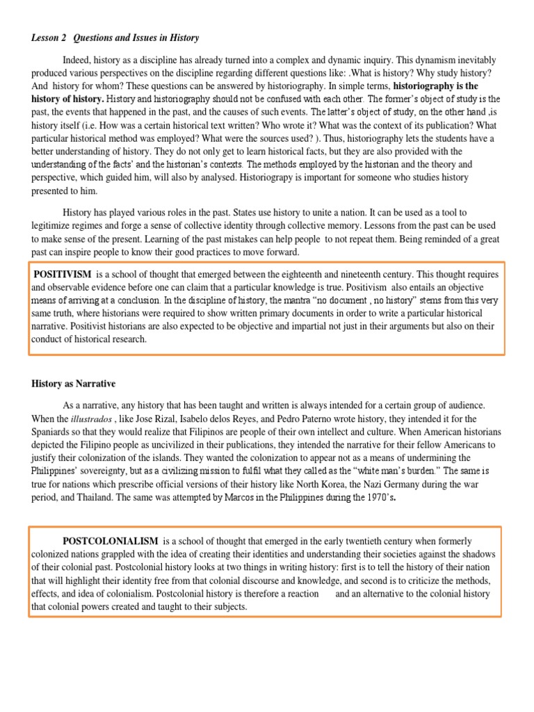 Lesson 2 Questions and Issues in History PDF | PDF
