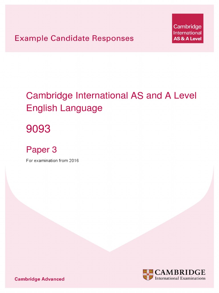 Cambridge International AS and A Level English Language: Paper 3 | PDF ...