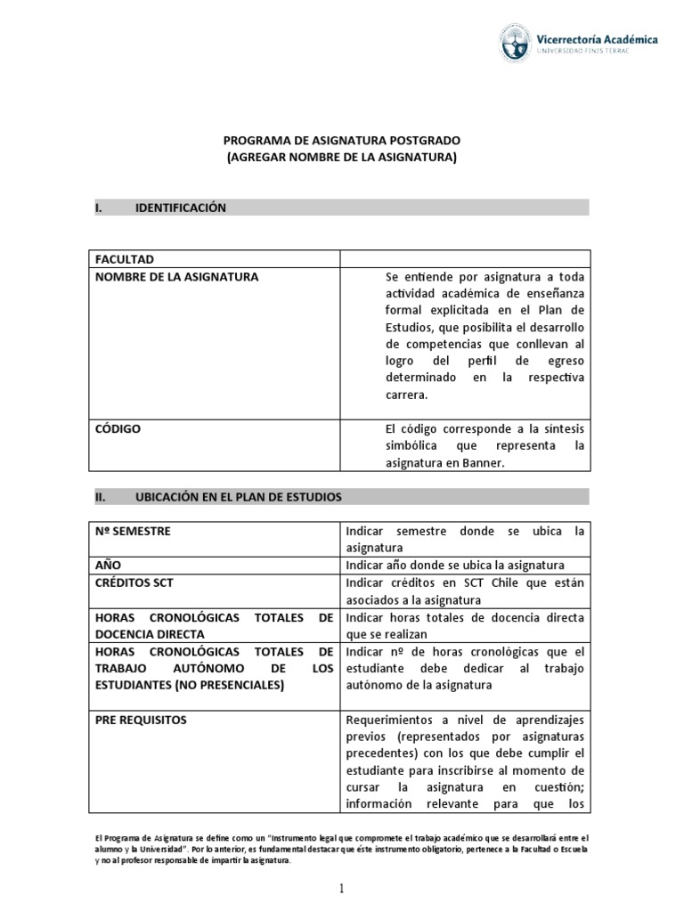 Formulario 4 - Formato Programa de Asignatura Postgrado | PDF | Evaluación | Aprendizaje