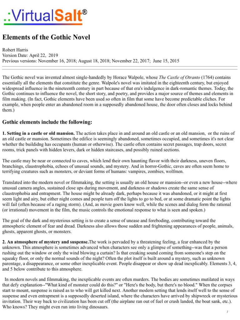 Elements of The Gothic Novel | PDF | Gothic Fiction | Ghosts