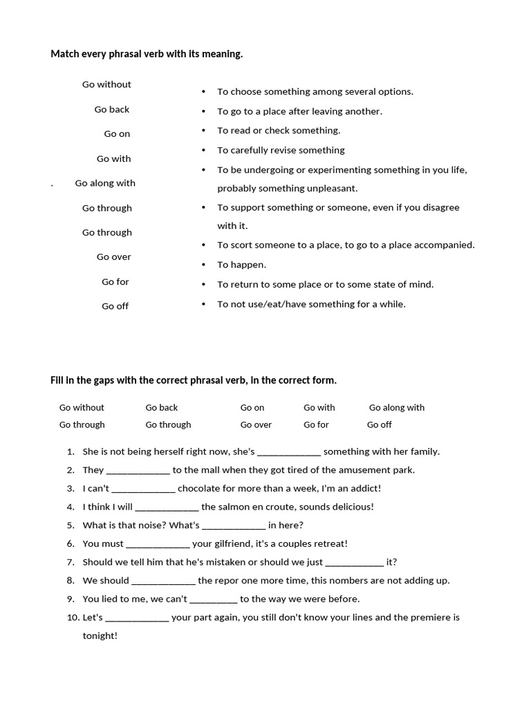 Phrasal Verbs - Go, Come, Get and More | PDF