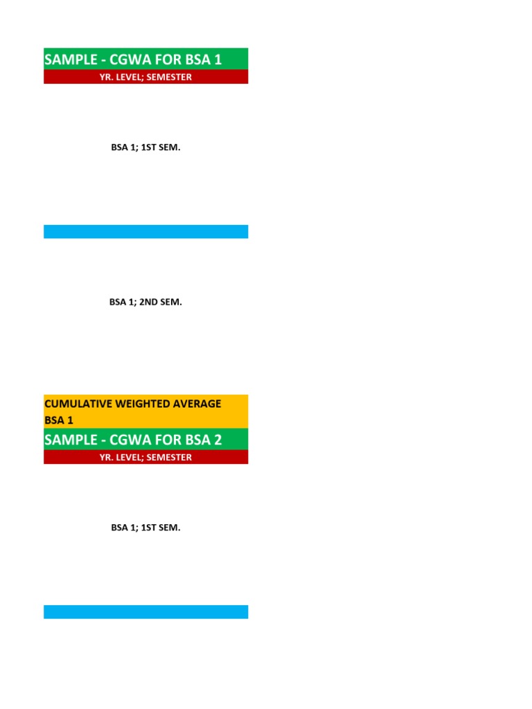 Template For Cgwa Cwa Cgpa Calculation | PDF | Analysis