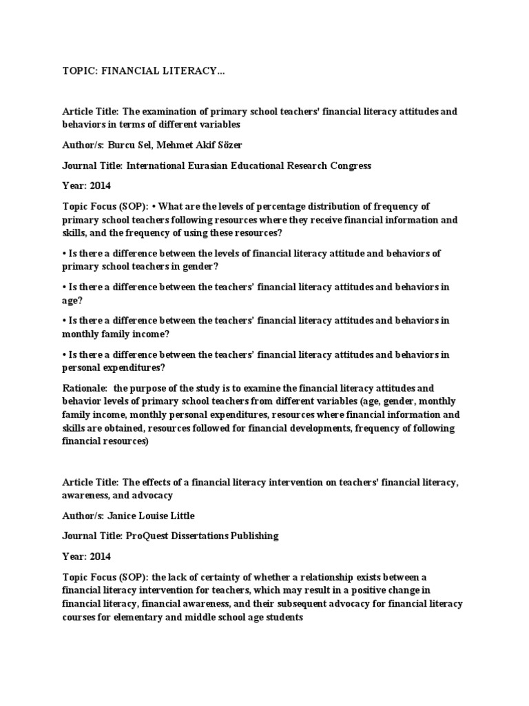 Financial Literacy1111 | PDF | Survey Methodology | Literacy