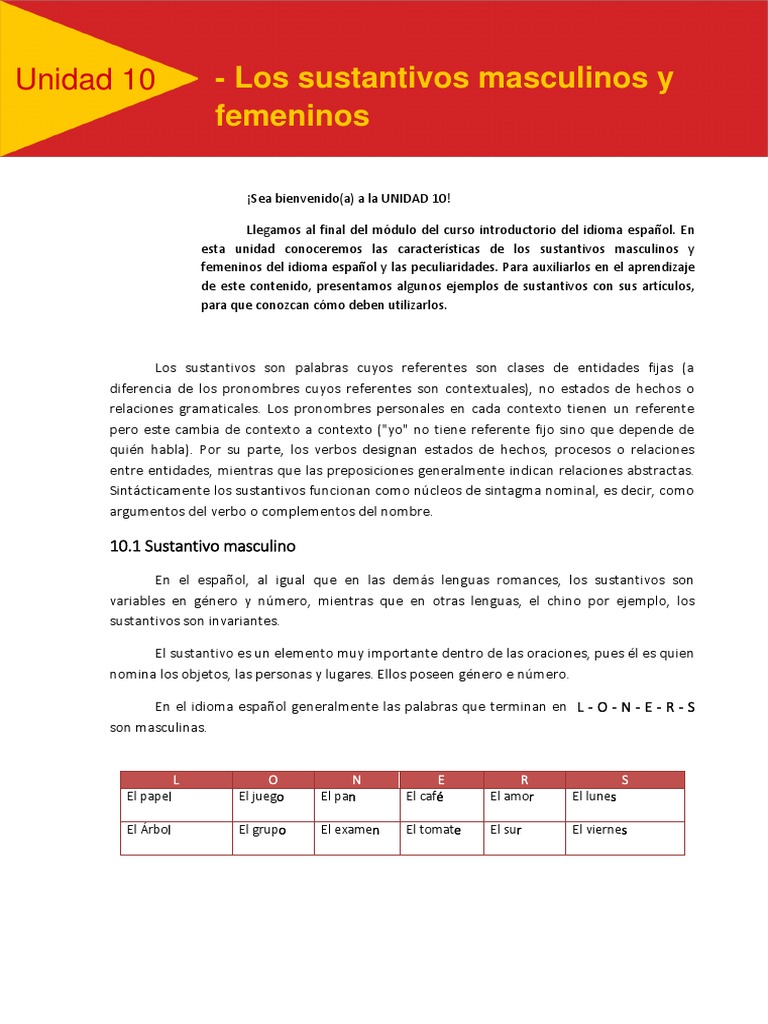 Los Sustantivos Masculinos y Femeninos | PDF | Sustantivo | Relaciones ...