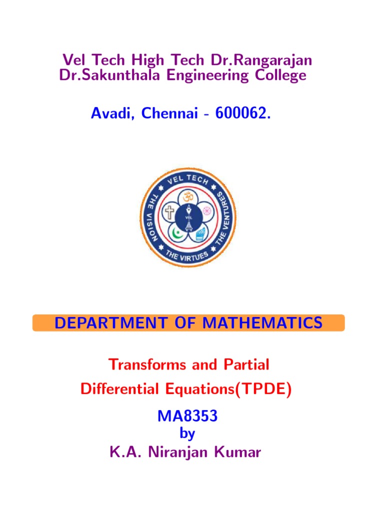 Ma8353 Transforms and Partial Differential Equations II Year III ...