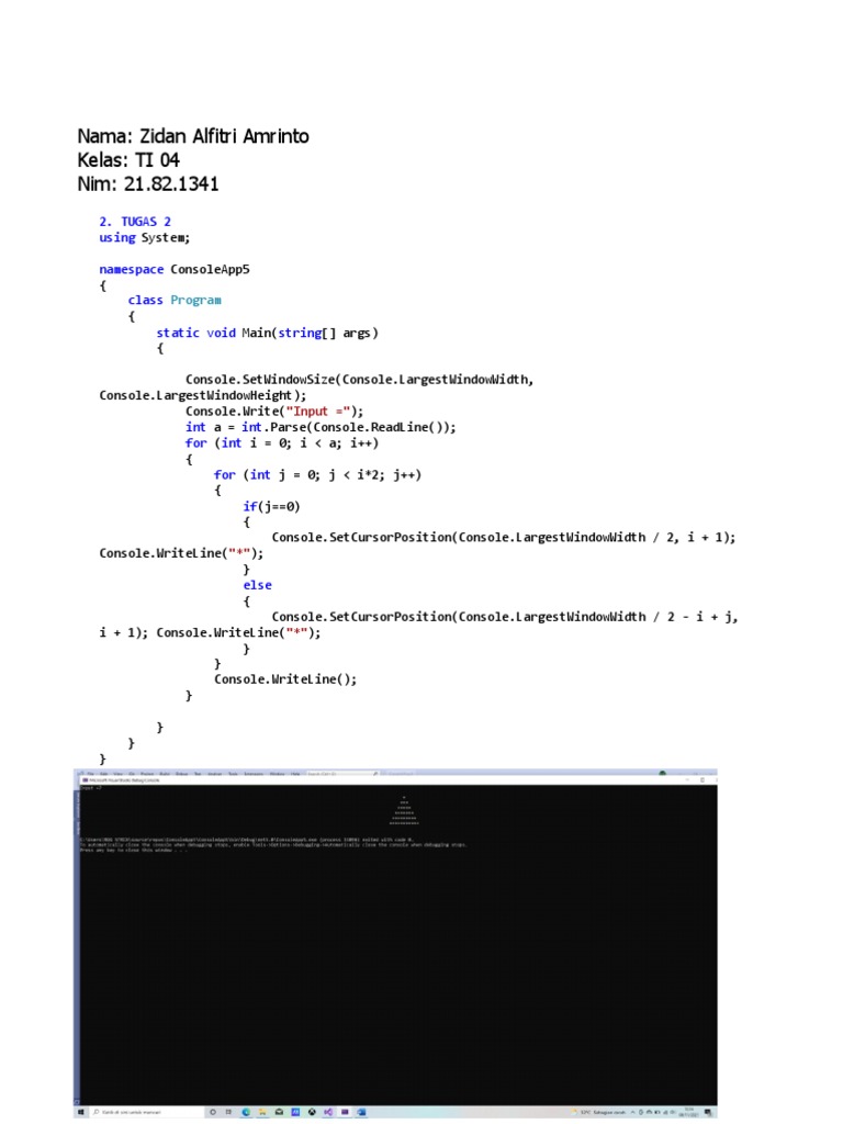 Nama: Zidan Alfitri Amrinto Kelas: TI 04 Nim: 21.82.1341: 2. Tugas 2 ...