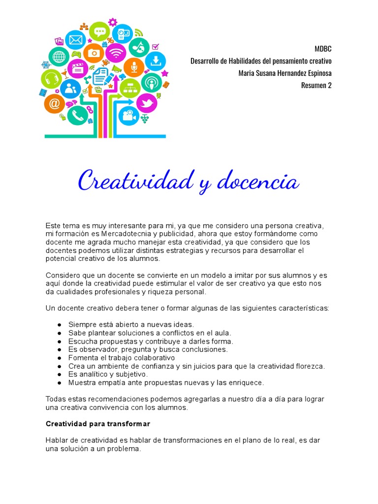 Creatividad y Docencia | PDF | Creatividad | Aprendizaje