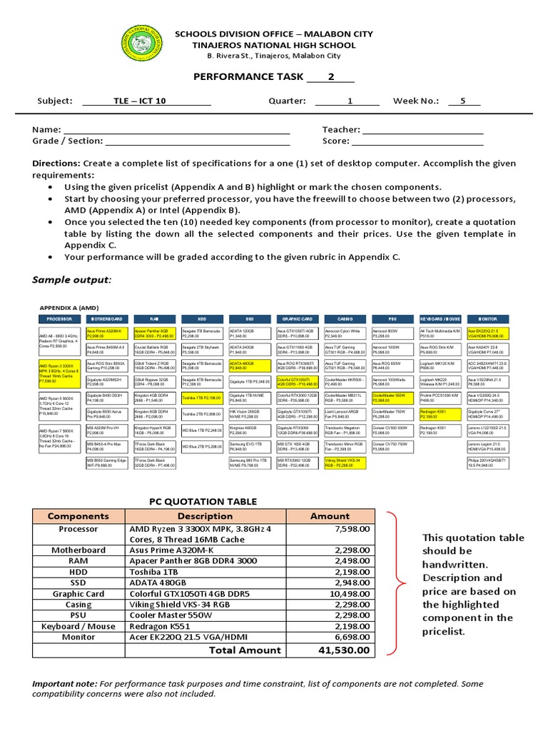 Performance Task 2: Sample Output | PDF | Personal Computing | Personal ...