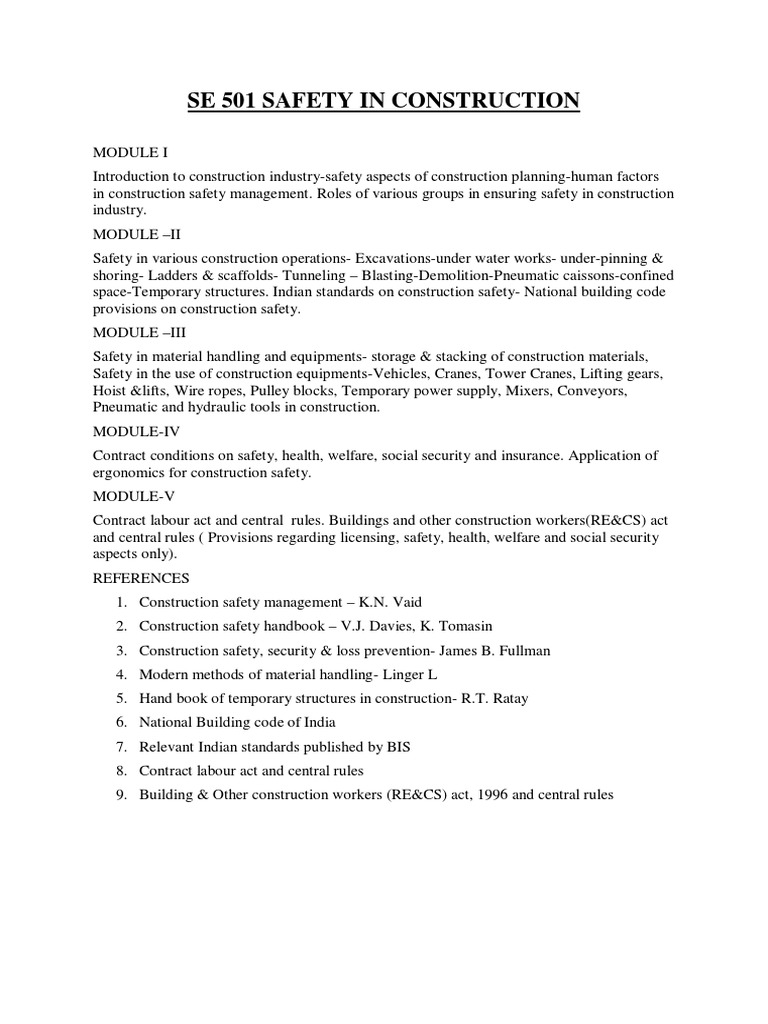 Safety in Construction | PDF | Employment | Safety