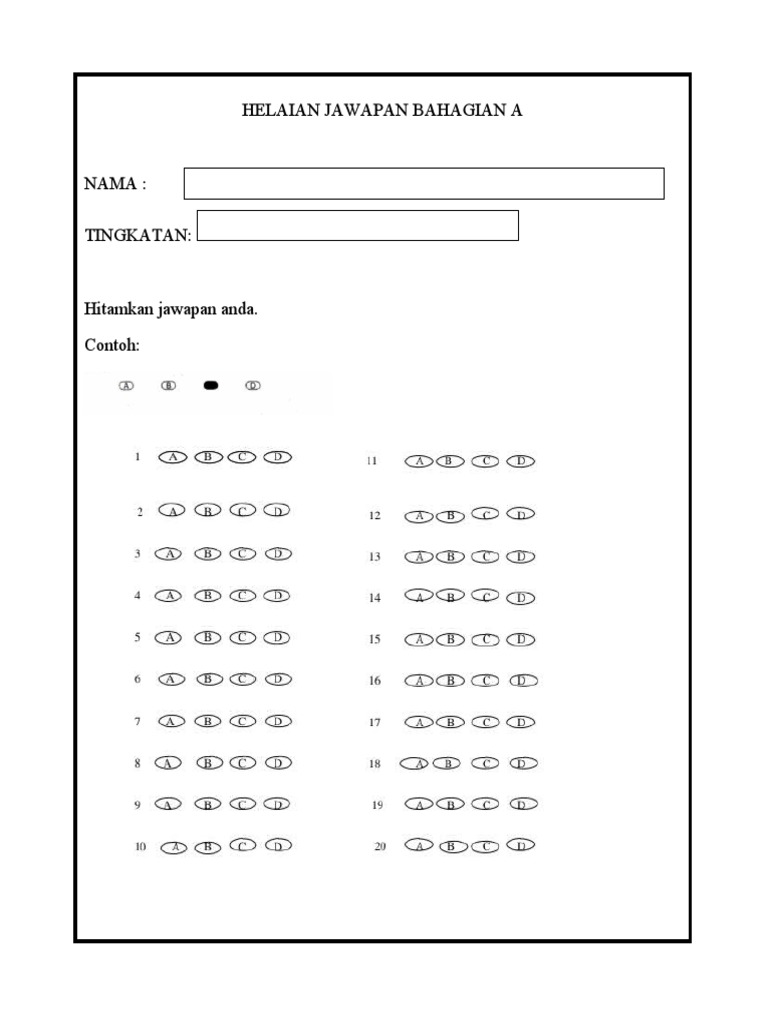 Kertas Jawapan Soalan Objektif | PDF