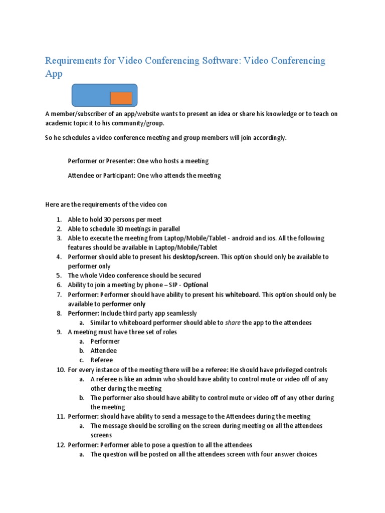 Video Conferencing Software Requirements | PDF | Mobile App ...