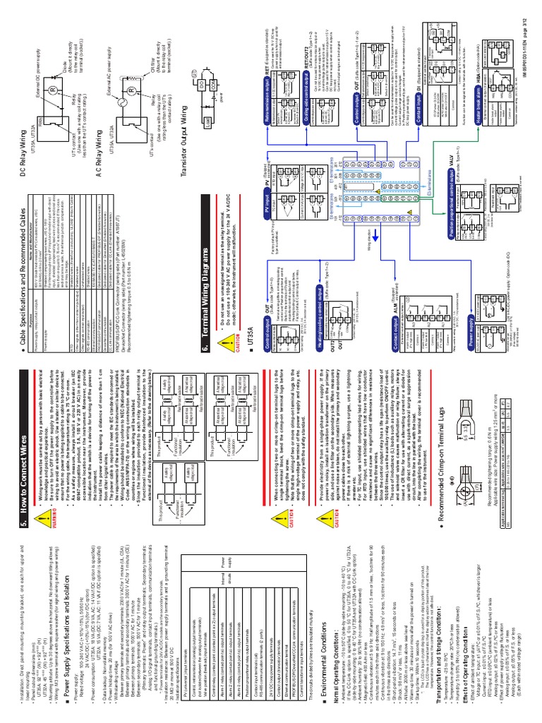 Yokogawa UT35 Installation Guide | PDF | Power Supply | Relay