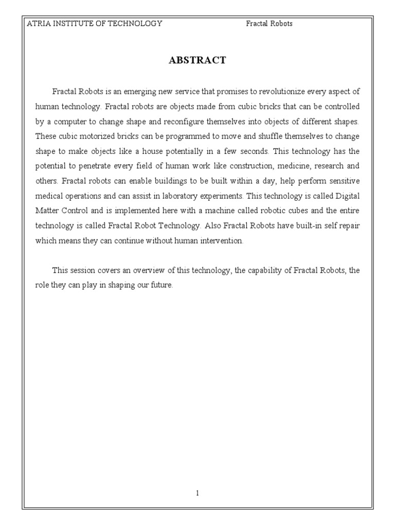Fractal Robots Seminar Report | PDF