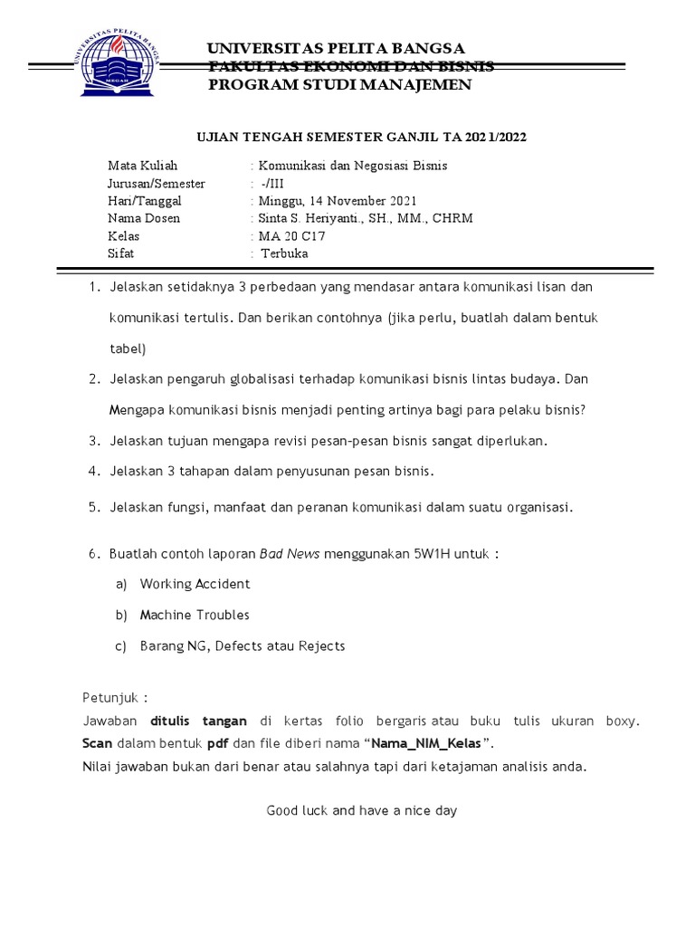 UTS Komunikasi Bisnis | PDF